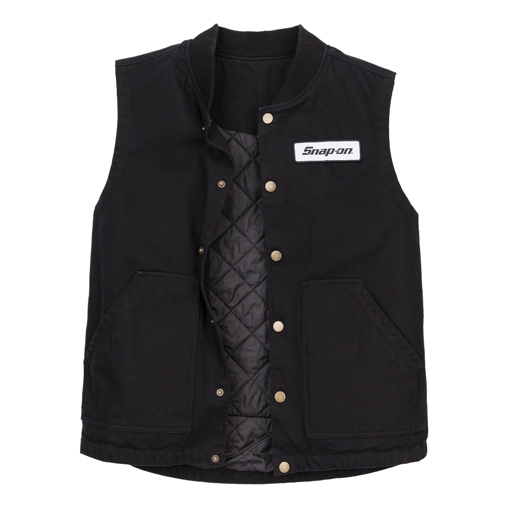 Black Insulated Canvas Vest: Snap-on Consumer