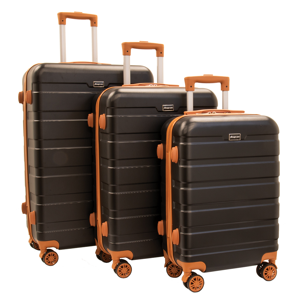 Black/Brown Spinner Luggage Set: Snap-on Consumer