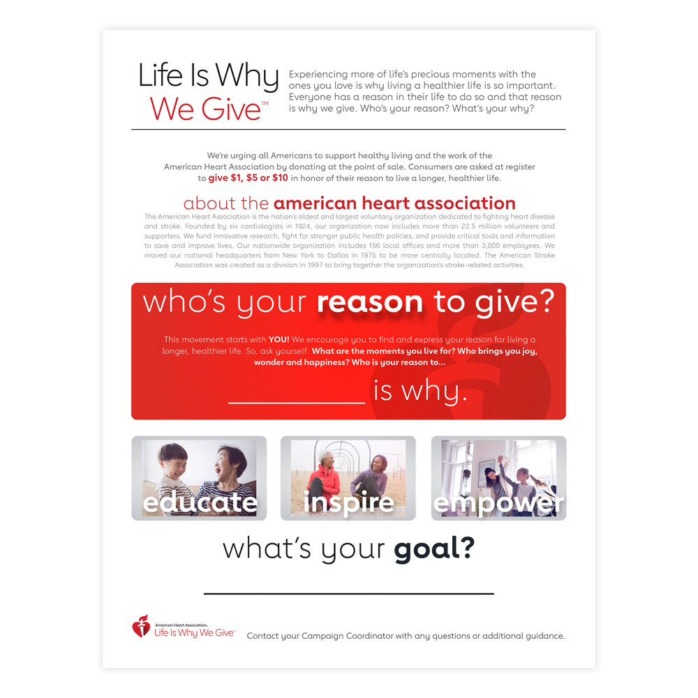 American Heart Association - Life Is Why Print Materials: 8.5 by 11 ...